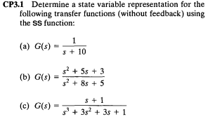 Solved CP3.1 Determine a state variable representation for | Chegg.com