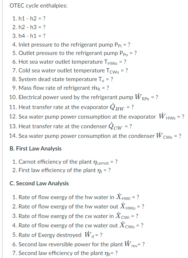 Solved OTEC Process and Instrumentation Diagram (P\&ID) and | Chegg.com