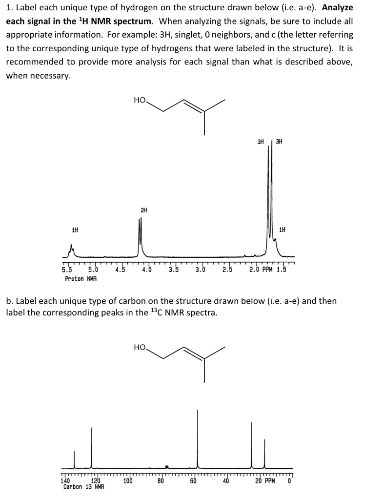 Solved 1. Label each unique type of hydrogen on the | Chegg.com