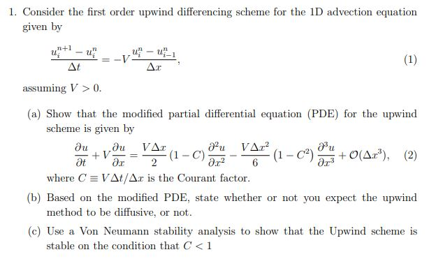 Solved 1. Consider the first order upwind differencing | Chegg.com