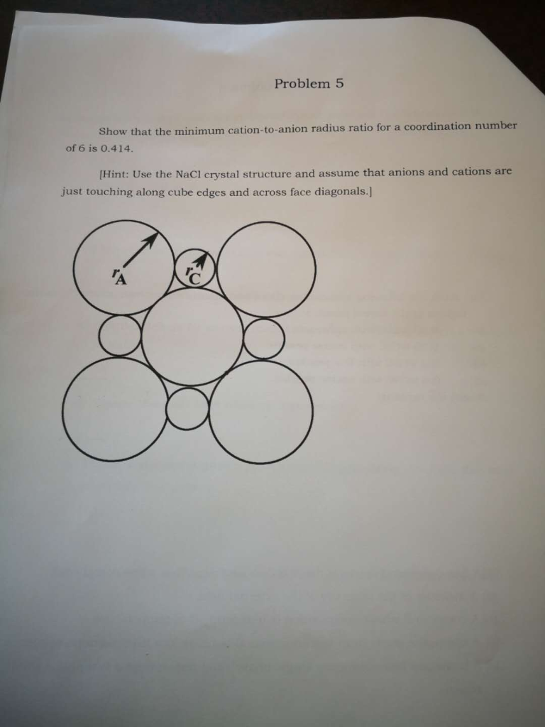 Solved Show That The Minimum Cation To Anion Radius Ratio