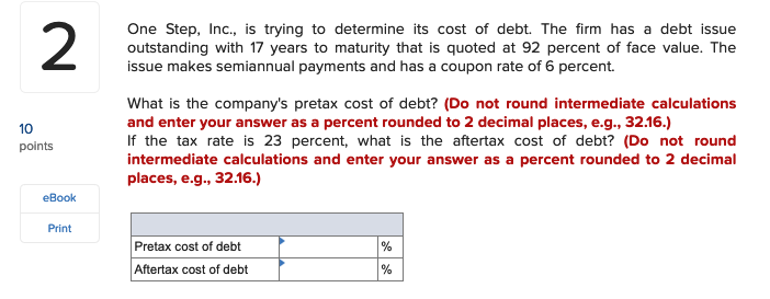 Solved One Step, Inc., is trying to determine its cost of | Chegg.com
