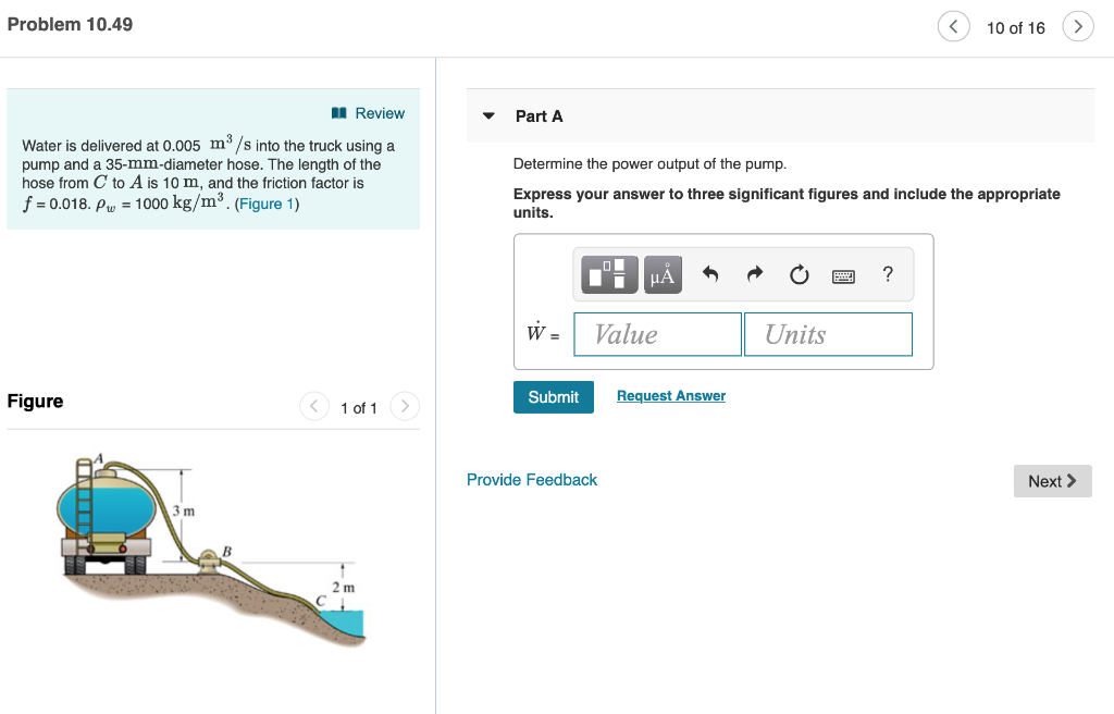 Solved Problem 10.49 10 of 16 Review Part A Water is | Chegg.com