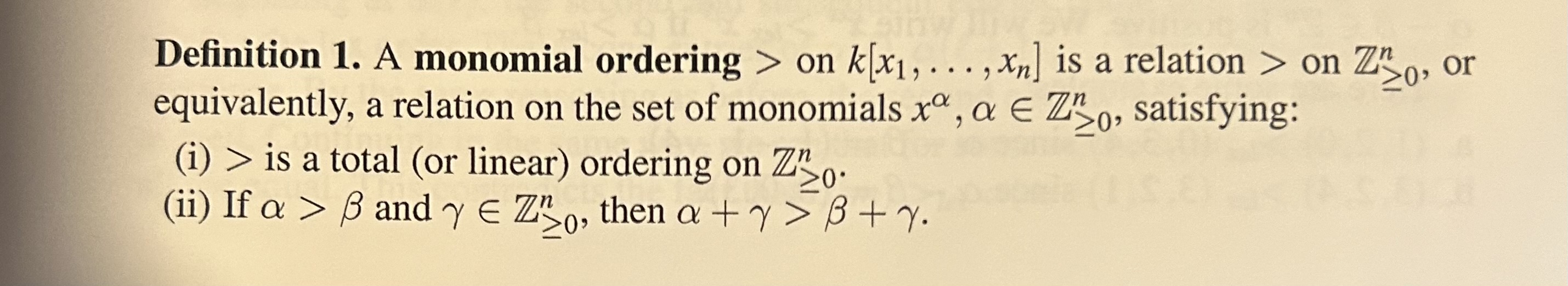 Solved Show that grevlex is a monomial orderbaccording to | Chegg.com