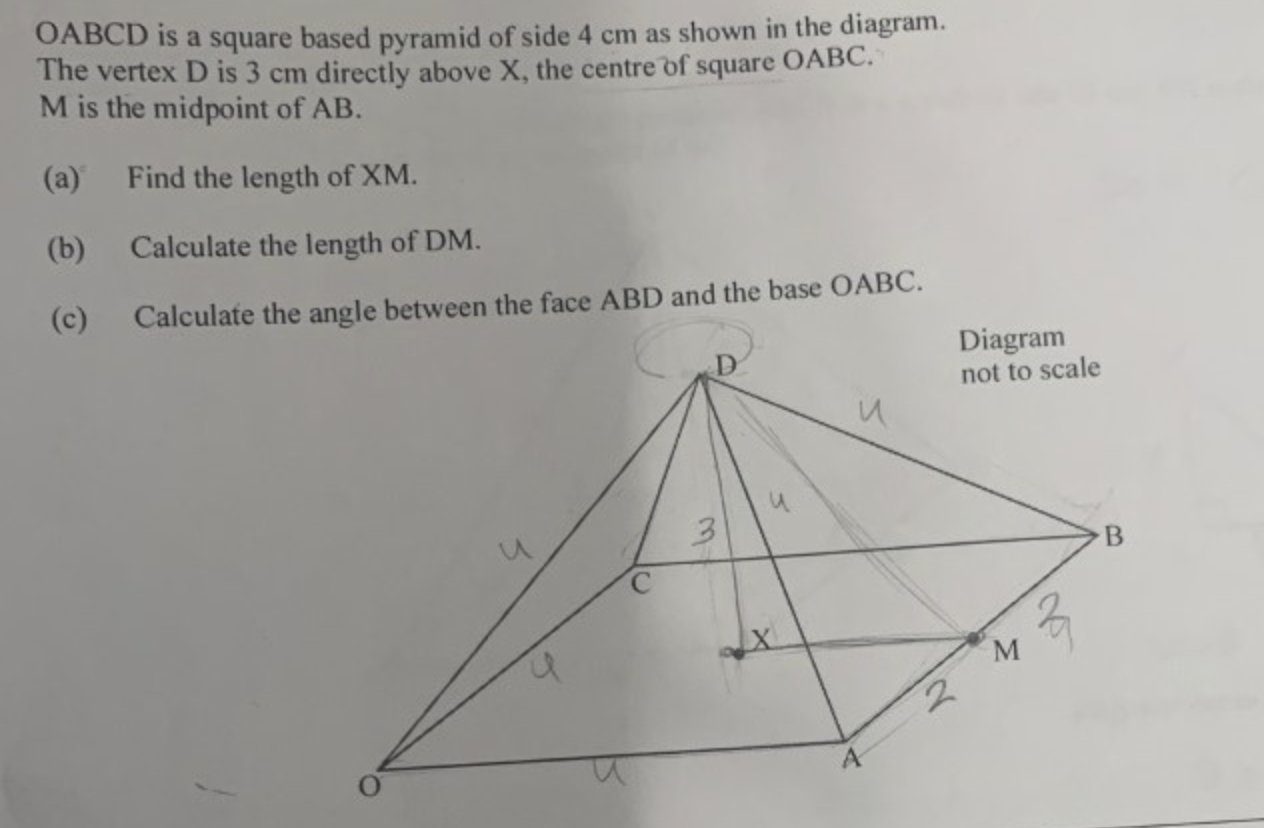 Solved OABCD is a square based pyramid of side 4 cm as shown | Chegg.com