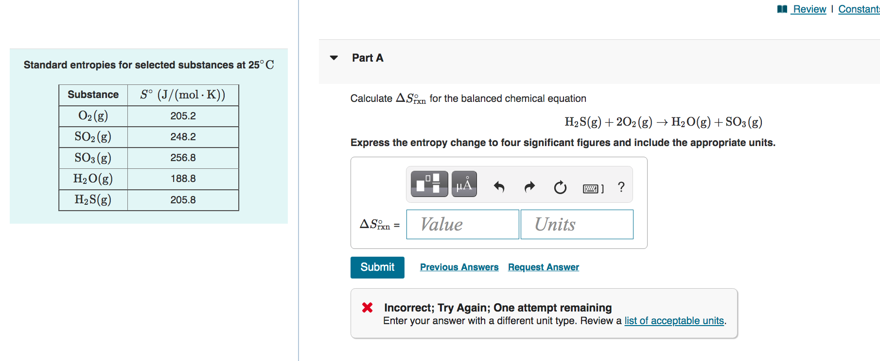 Solved Standard entropies for selected substances at 25∘C | Chegg.com