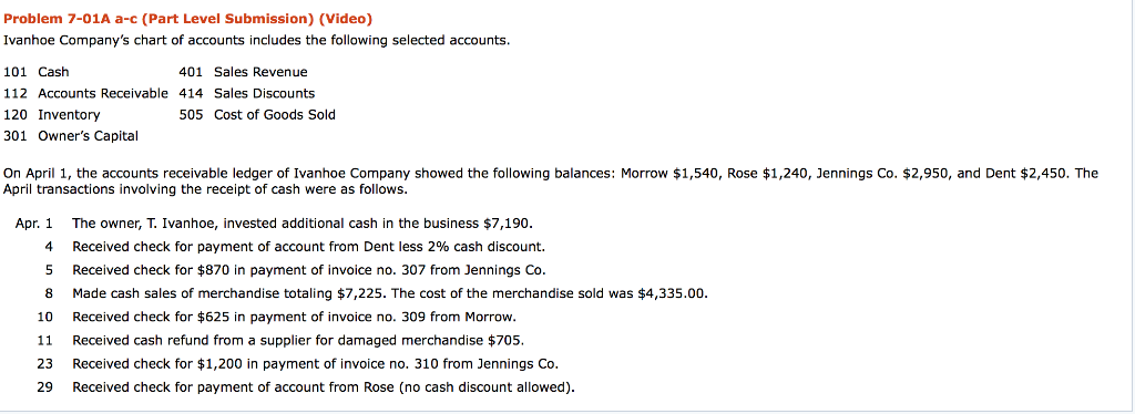 Solved Problem 7-01A a-c (Part Level Submission) (Video) | Chegg.com