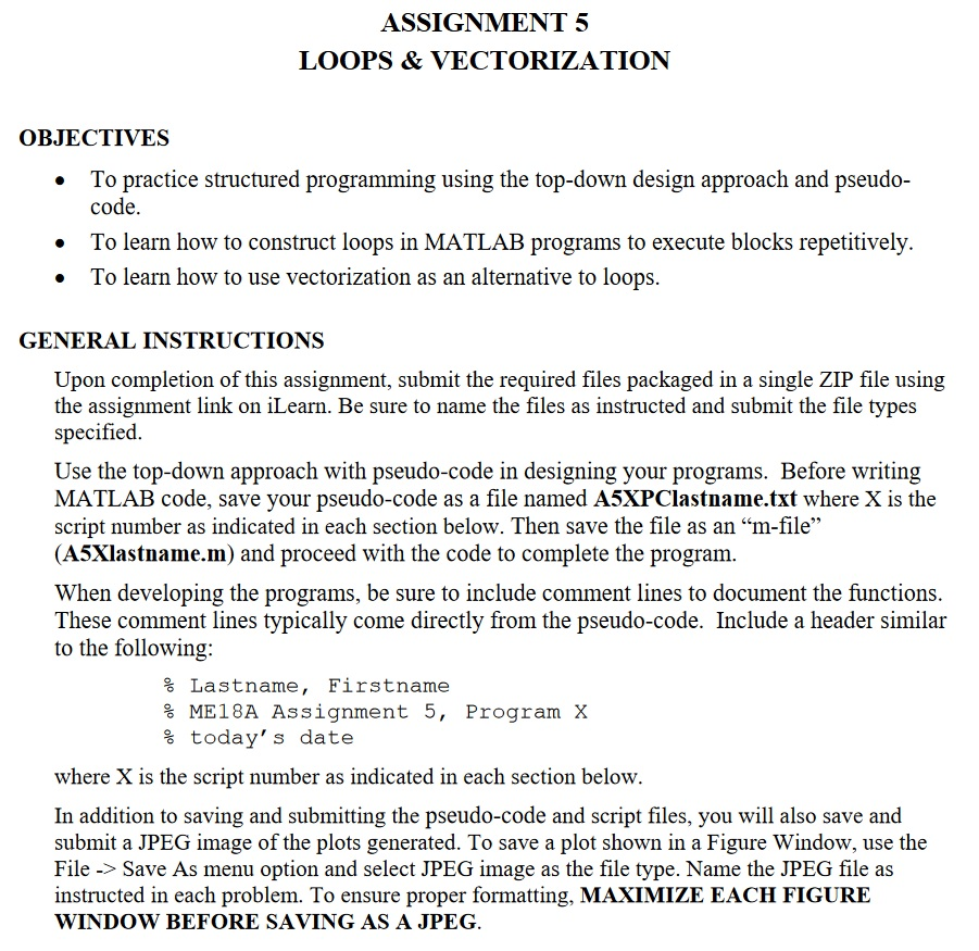 ASSIGNMENT 5 LOOPS & VECTORIZATION OBJECTIVES . To | Chegg.com