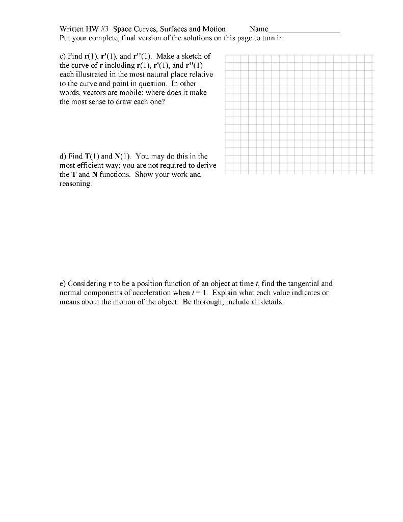 Calc 3 Written HW 03 (Complete the Worksheet, Will | Chegg.com