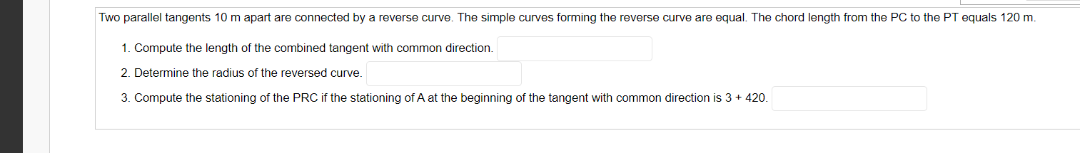 Solved Two parallel tangents 10 m apart are connected by a | Chegg.com