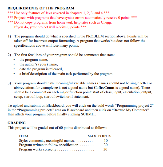 Solved INF 120 ELEMENTARY PROGRAMMING Programming project #2 | Chegg.com