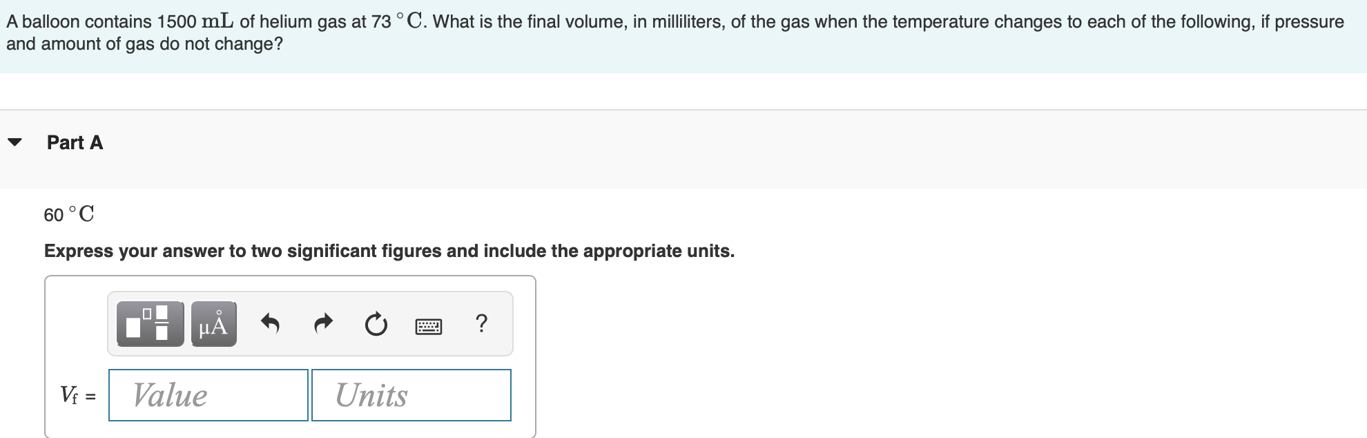 Solved balloon contains 1500 mL of helium gas at 73∘C. What | Chegg.com