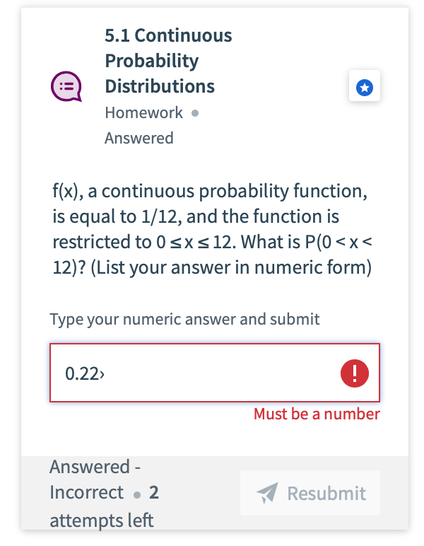 Solved 5.1 Continuous Probability Distributions Homework • | Chegg.com