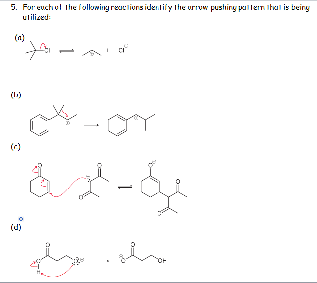 Solved 5. For each of the following reactions identify the | Chegg.com