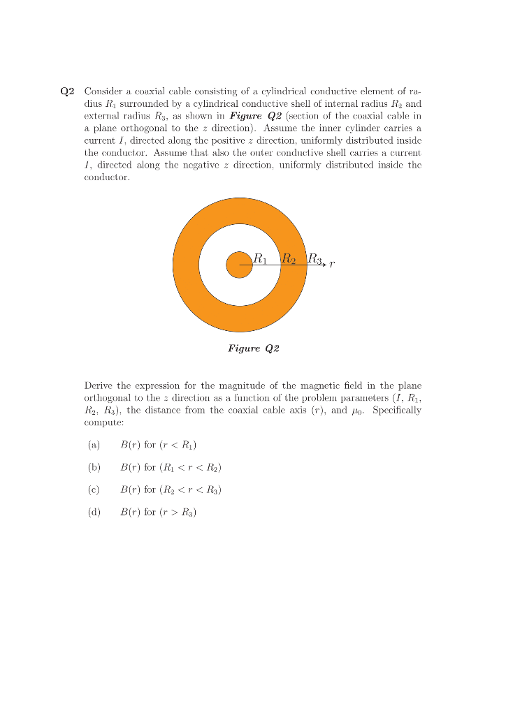 Solved Q2 Consider a coaxial cable consisting of a | Chegg.com