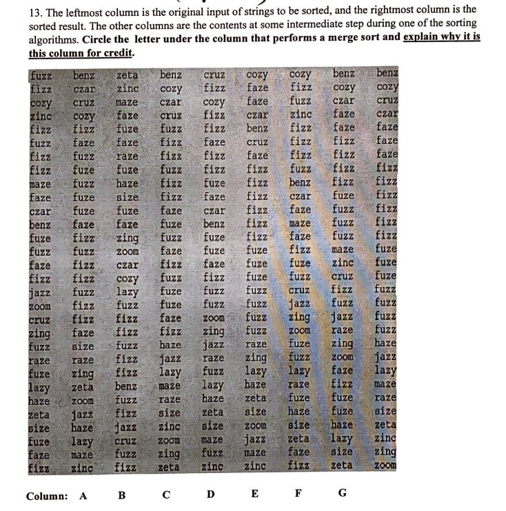 Solved 13. The leftmost column is the original input of | Chegg.com
