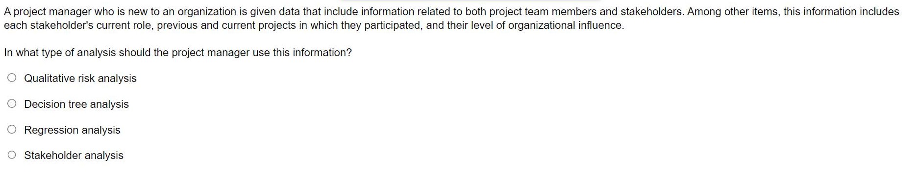 Solved A project manager who is new to an organization is | Chegg.com