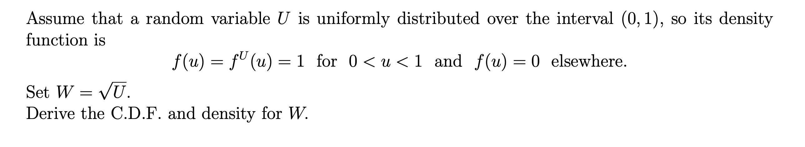 Solved Assume that a random variable U is uniformly | Chegg.com
