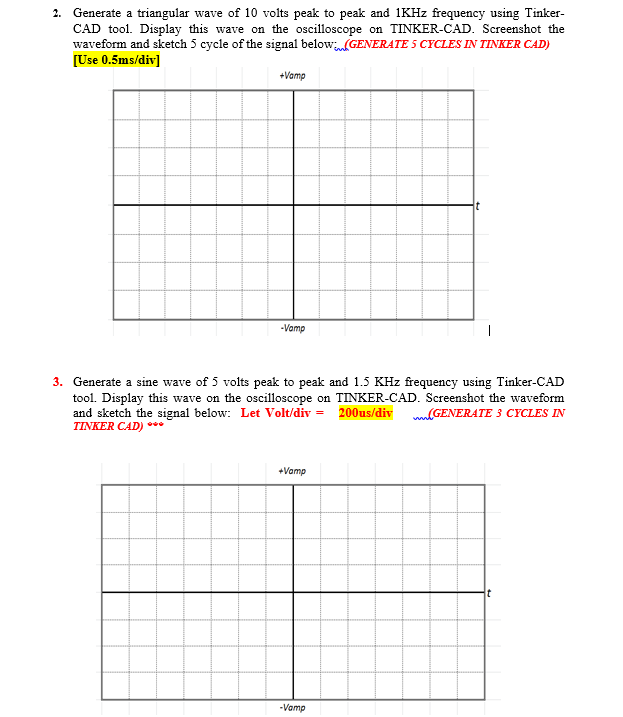 Solved 2. Generate a triangular wave of 10 volts peak to | Chegg.com