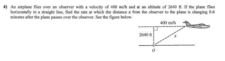 Solved An airplane flies over an observer with a velocity of | Chegg.com