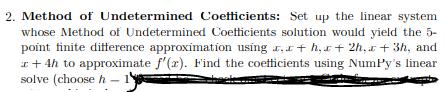 2. Method of Undetermined Coefficients: Set up the | Chegg.com
