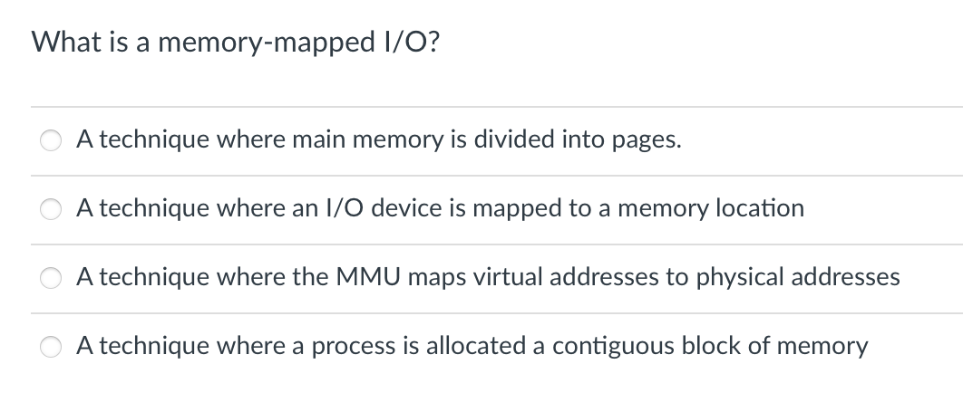 Solved What is a memory-mapped I/O? A technique where main | Chegg.com
