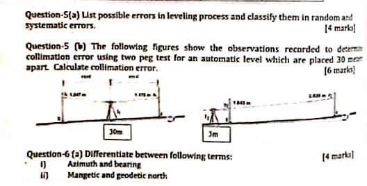 Question-S(a) List possible errors in leveling | Chegg.com