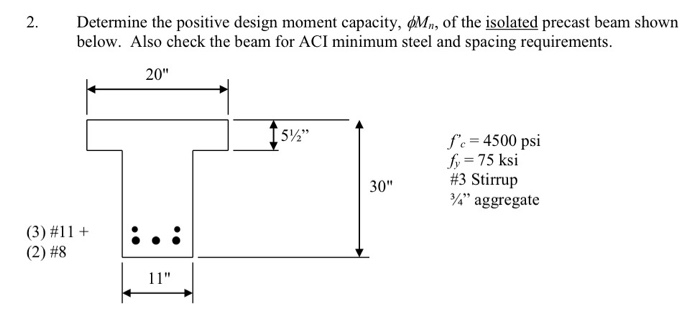 Solved 2. Determine the positive design moment capacity, øM, | Chegg.com