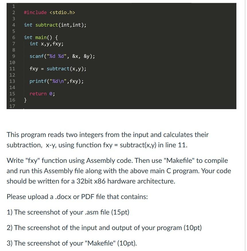 Solved 134567891011121314151617 #include 〈stdio.h〉 int | Chegg.com