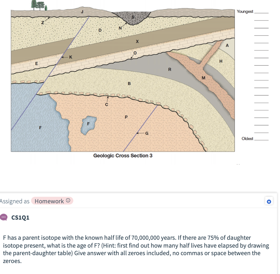 Solved Youngest Geologic Cross Section 3 Assigned as | Chegg.com