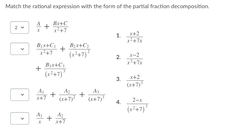 Solved Match the rational expression with the form of the | Chegg.com