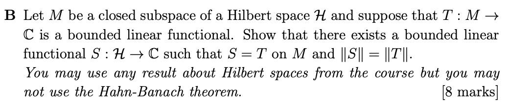 Solved a B Let M be a closed subspace of a Hilbert space H | Chegg.com