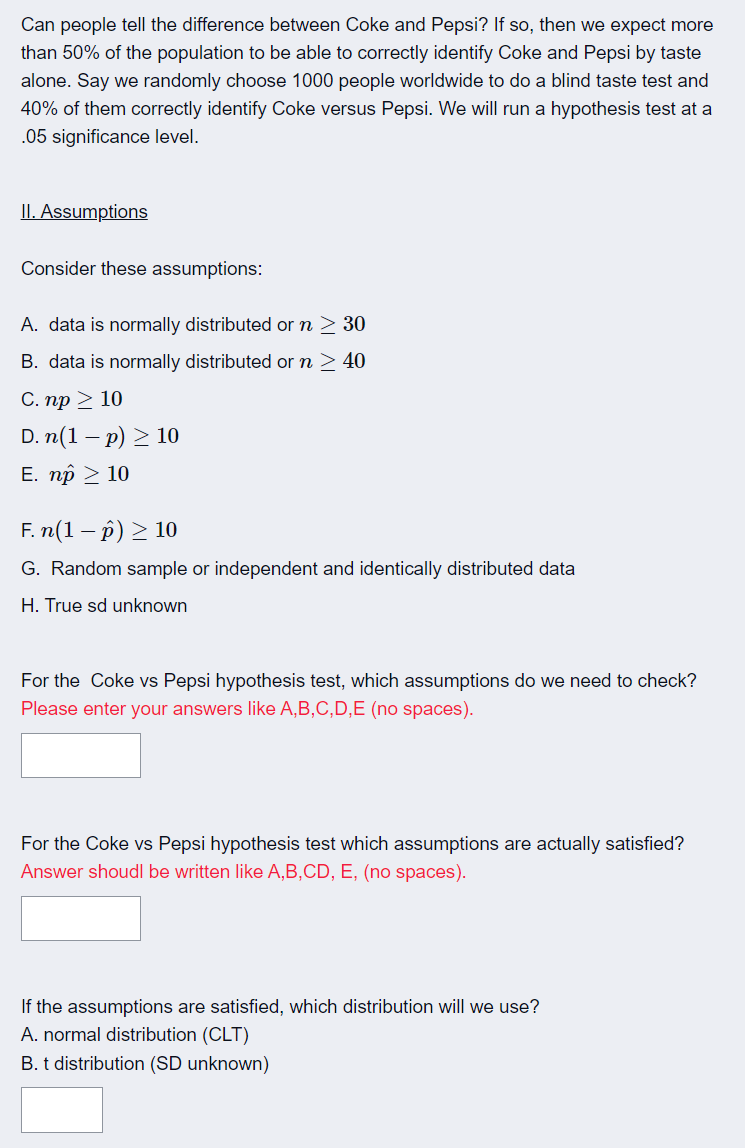 Solved Can people tell the difference between Coke and | Chegg.com