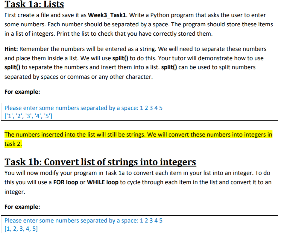 Solved Task 1a: Lists First create a file and save it as | Chegg.com
