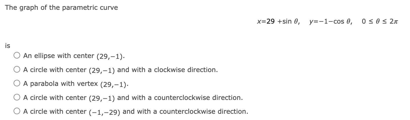 Solved The graph of the parametric curve is An ellipse with | Chegg.com