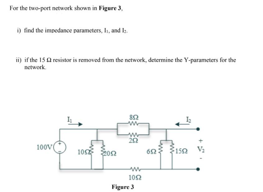 Solved For the two-port network shown in Figure 3, i) find | Chegg.com