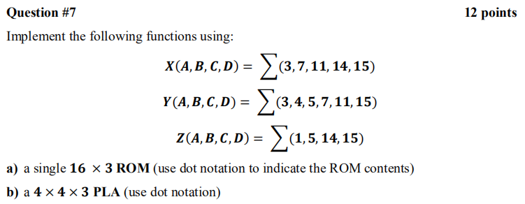 Solved 12 points Question #7 Implement the following | Chegg.com