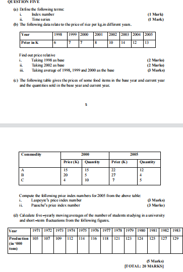 Solved QUESTION FIVE (a) Define the following terms L Index | Chegg.com