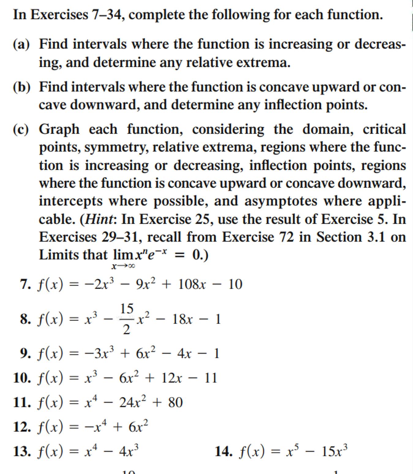 Solved In Exercises 7-34, ﻿complete the following for each | Chegg.com