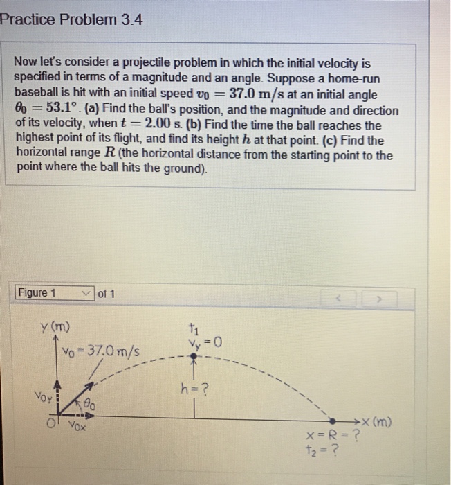 Solved Practice Problem 3.4 Now let's consider a projectile | Chegg.com