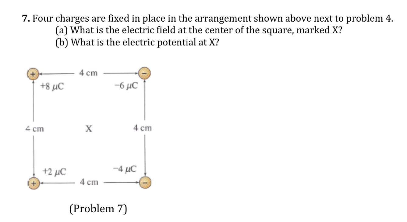 Solved Four charges are fixed in place in the arrangement | Chegg.com