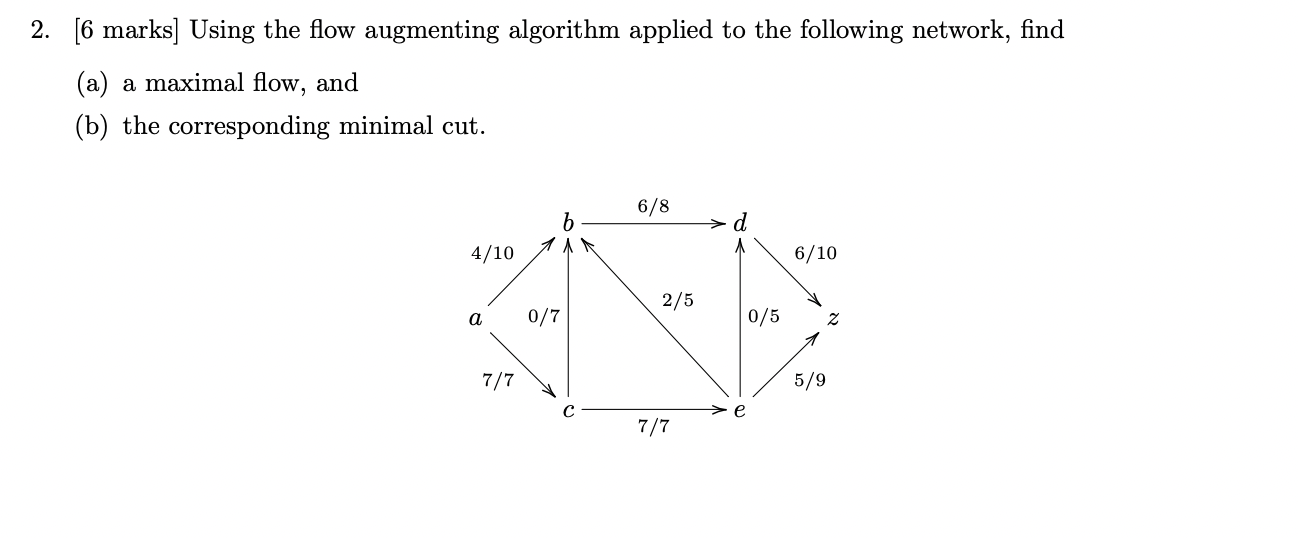Solved 2. [6 marks] Using the flow augmenting algorithm | Chegg.com