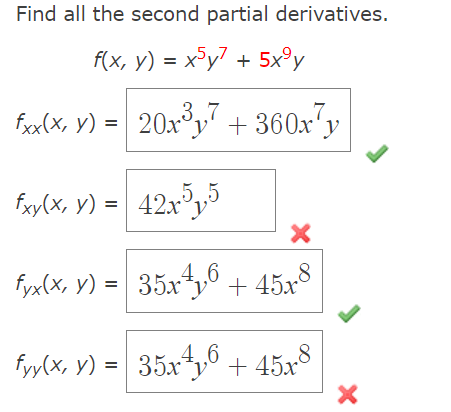 Solved Find all the second partial derivatives. f(x, y) = | Chegg.com