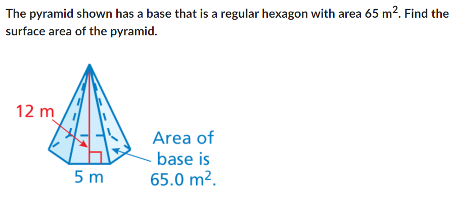 Solved The pyramid shown has a base that is a regular | Chegg.com
