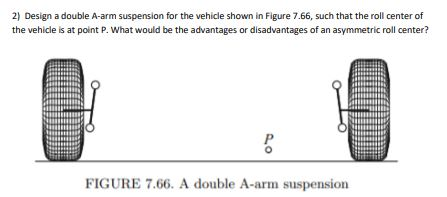 2) Design a double A-arm suspension for the vehicle | Chegg.com