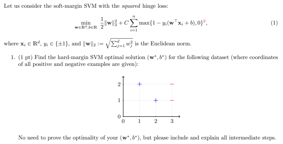 Let us consider the soft-margin SVM with the squared | Chegg.com