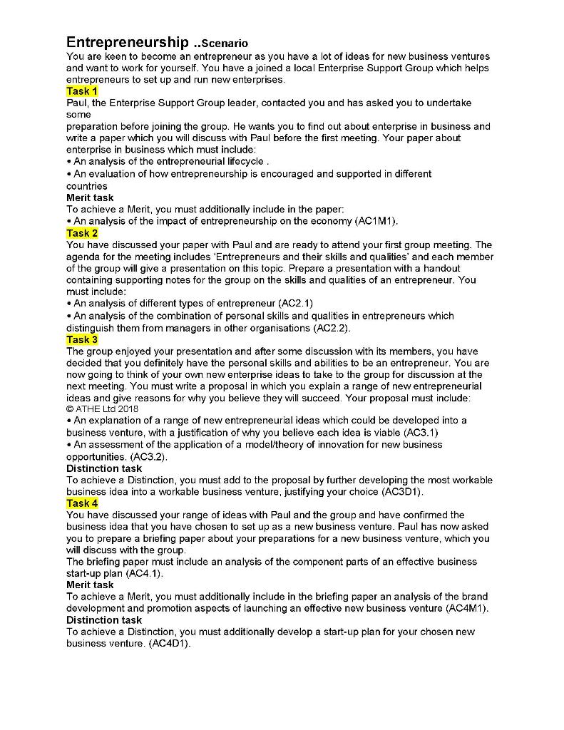 Solved Entrepreneurship...Scenario You are keen to become an | Chegg.com