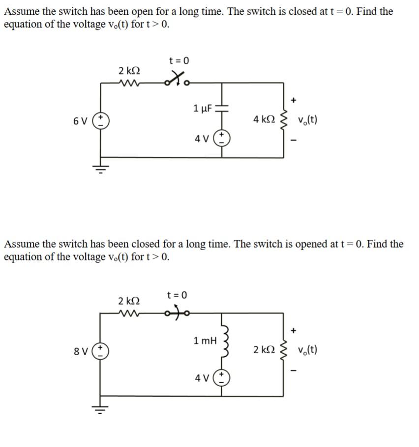 Solved Assume the switch has been open for a long time. The | Chegg.com