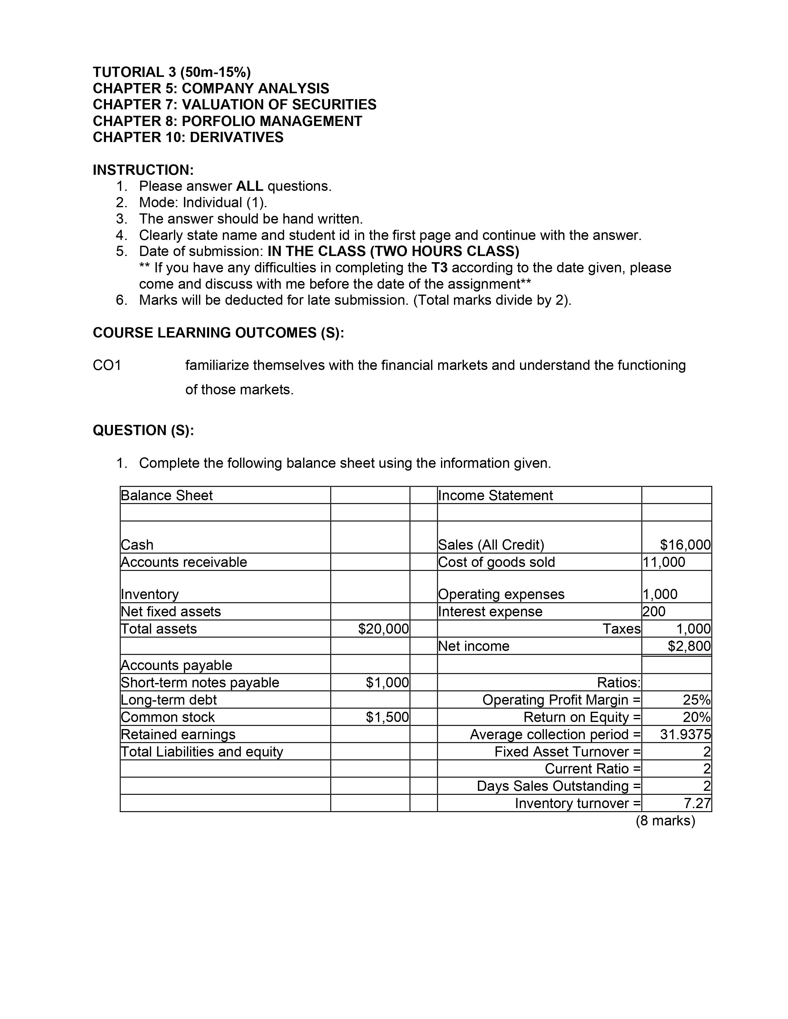 Solved TUTORIAL 3 (50m-15%) ﻿Nemo Technologies was founded | Chegg.com