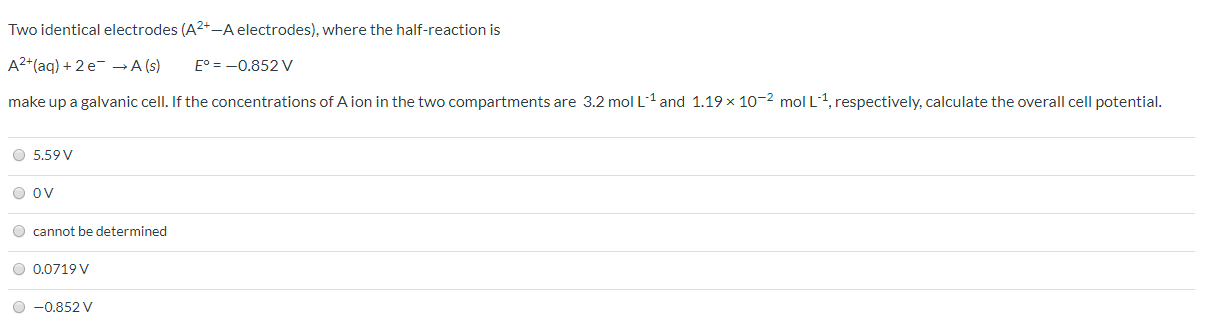 Solved Two identical electrodes (A2+-A electrodes), where | Chegg.com